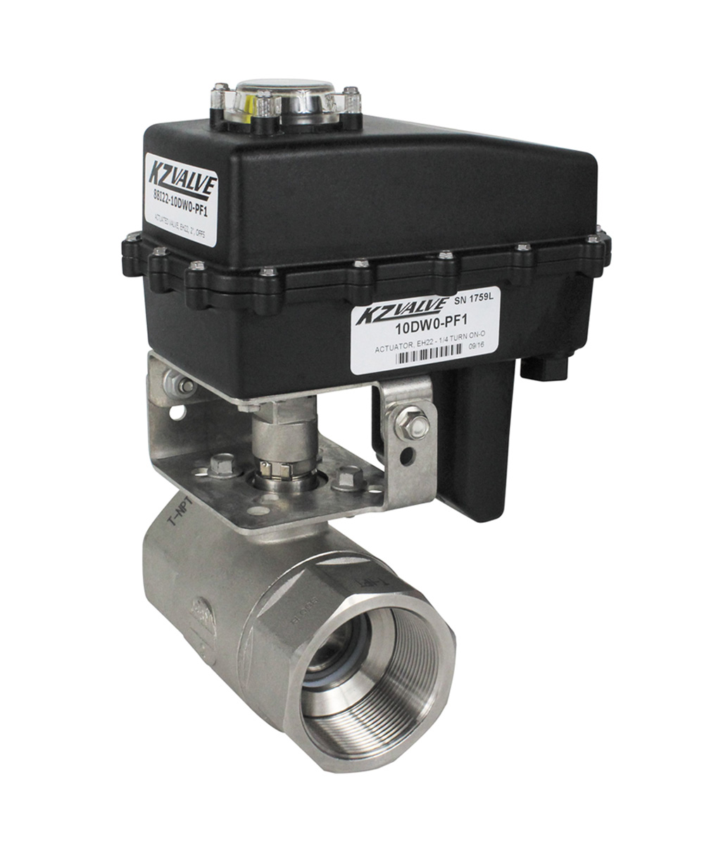 KZ Valve 88 Series 1.0in Stainless Steel Ball Valve 3.0 Second Regulating Actuator