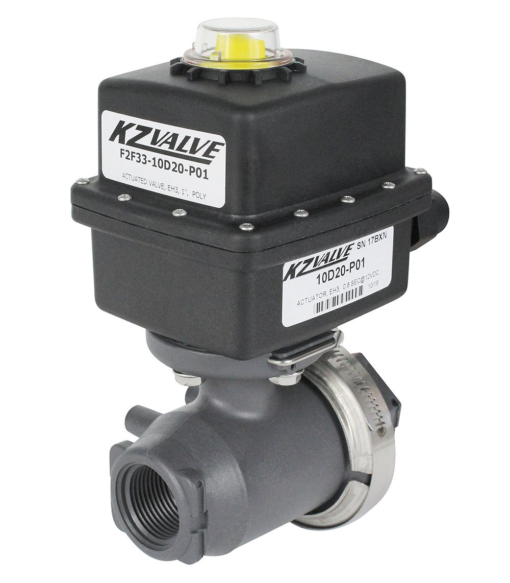 KZ Valve QX 3/4in Polypropylene 2 Way Motorized Ball Valve 7.0 Second Regulating Actuator